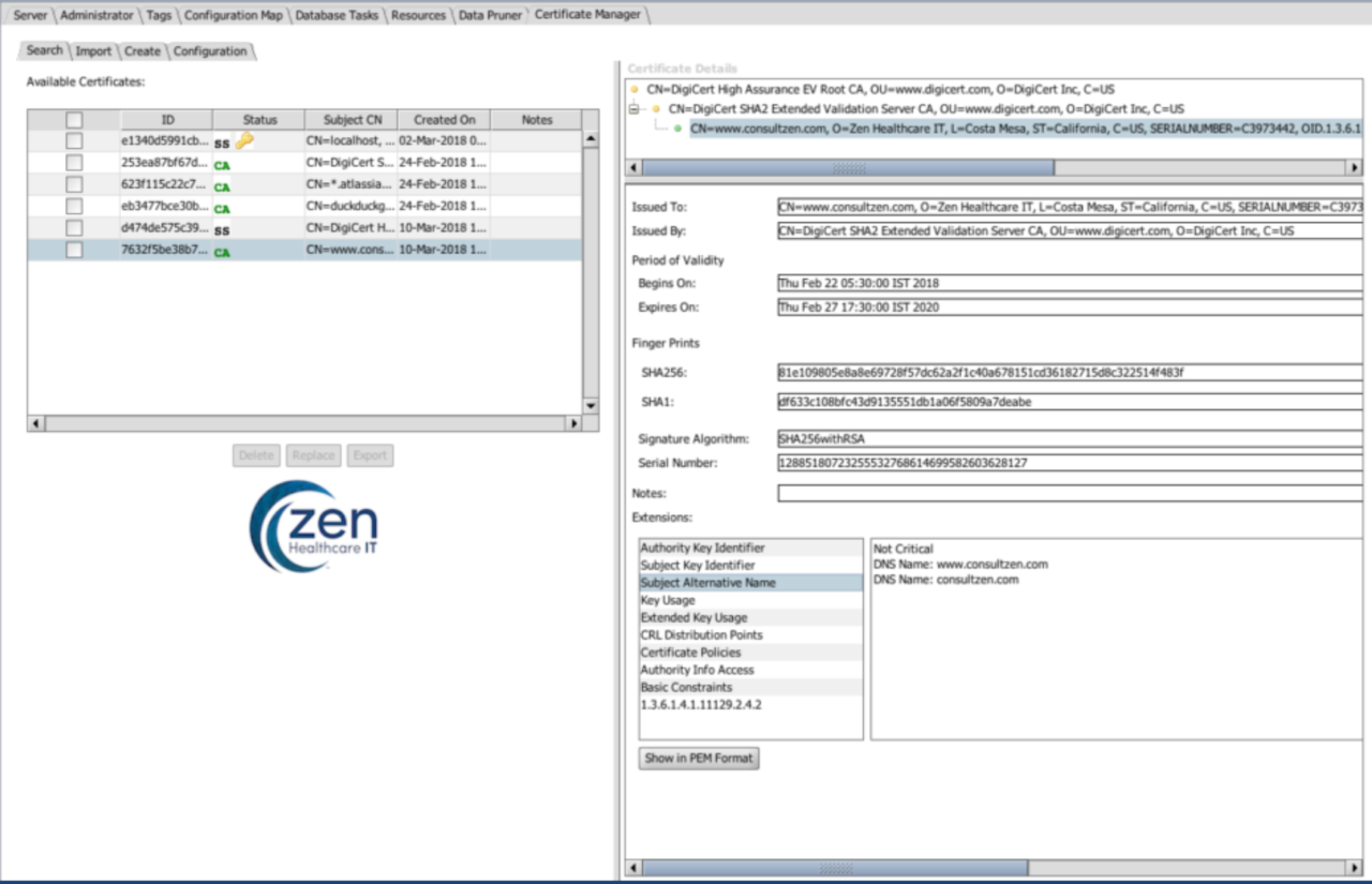 Zen SSL Extension for Mirth Connect